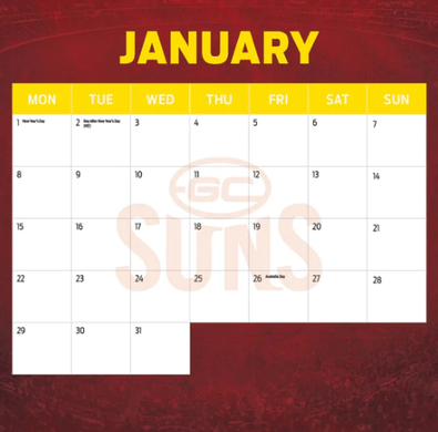 2024 AFL Gold Coast Suns Calendar - isubscribe.com.au