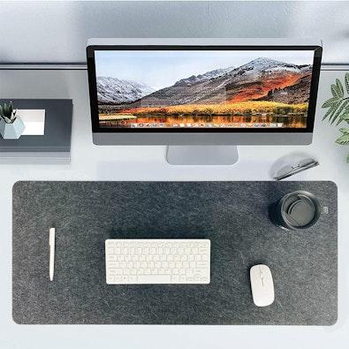 Large Grey Felt Desk Mat For Keyboard - isubscribe.com.au