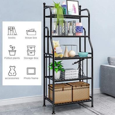 5-Tier Black Metal Shelving Unit - isubscribe.com.au