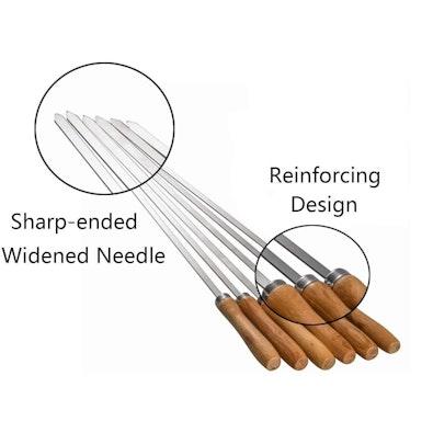 6-Pack Flat Blade BBQ Skewers With Wood Handles - isubscribe