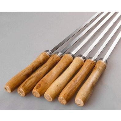 6-Pack Flat Blade BBQ Skewers With Wood Handles - isubscribe